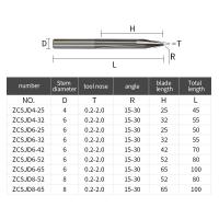 China Tip 0.2 Degreel5 Shank 6mm Half Straight Slot Tungsten Steel Engraving Cnc Bits for Wood Carving v Bit for sale