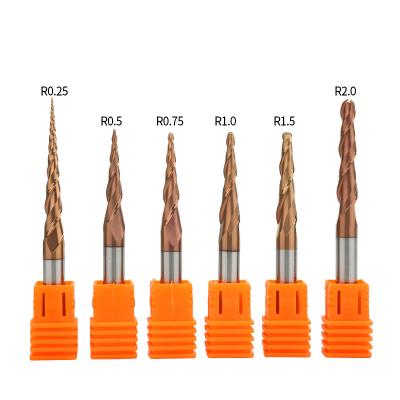 China Tungsten Steel 2 Flute Coated Taper Ball End Mill Cnc Router Bits for Wood Woodworking Carving Tools Ball Nose Bits Carbide 6mm for sale