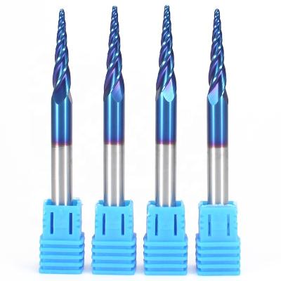 China Yingba Manufacturing Production Carbide Inserts 2 Flute Taper Ball Nose End Mill for Wood Carving Milling Cutter for sale