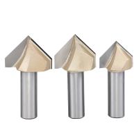 China 120 150 Degree Woodworking Router Bit Set 6.35mm 12.7mm Aluminum Coated End Mill for sale