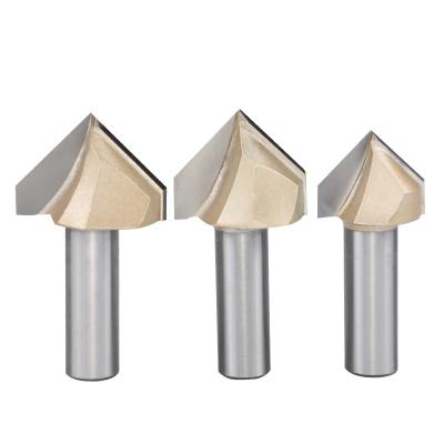 China 120 150 Degree Woodworking Router Bit Set 6.35mm 12.7mm Aluminum Coated End Mill for sale