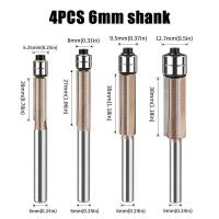 China 6mm 1/4 Handle Cnc End Mill Bits Double Bearing Woodworking Cutting Tools for sale