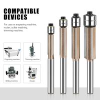 China 6mm 1/4 Handle Cnc End Mill Bits Double Bearing Woodworking Cutting Tools for sale