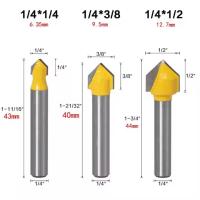 China Carbide ACM ACP Cutting Tools 90 135 Degree V Groove 55HRC Cnc Router Bit Set For Wood for sale