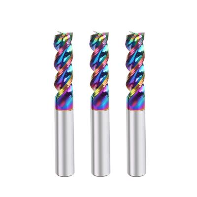 China High Quality HRC45 50 55 60 65  Tungsten Steel Colorful DLC Coating for Aluminium End Mills Cnc Metal Carving Router Bit Tools for sale