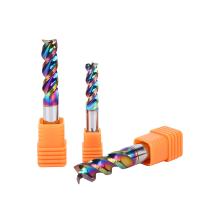 China Manufacturer Colorful Coating 3 Flute Flat Bottom Square End Mill Aluminium Milling Cutter CNC Engraving Machine Tool for sale