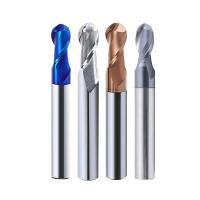 China Tungsten Steel HRC60 High Mcd Ball End Mill Double Spiral Groove DLC Coating Ball Head Metal Milling Cutter for CNC Machines for sale
