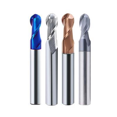 China Tungsten Steel HRC60 High Mcd Ball End Mill Double Spiral Groove DLC Coating Ball Head Metal Milling Cutter for CNC Machines for sale