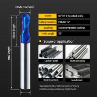 China Tungsten Steel HRC60 High Mcd Ball End Mill Double Spiral Groove DLC Coating Ball Head Metal Milling Cutter for CNC Machines for sale