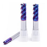 China YINGBA Custom CNC Cutting Tool Blue Nano Coating Endmill Carbide 4 Flutes  for Carbon Steel Stainless Steel Metal Milling Cutter for sale
