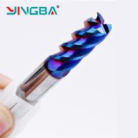 China YINGBA Custom CNC Cutting Tool Blue Nano Coating Endmill Carbide 4 Flutes  for Carbon Steel Stainless Steel Metal Milling Cutter for sale