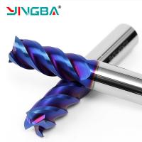 China YINGBA Custom CNC Cutting Tool Blue Nano Coating Endmill Carbide 4 Flutes  for Carbon Steel Stainless Steel Metal Milling Cutter for sale