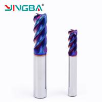 China YINGBA Custom CNC Cutting Tool Blue Nano Coating Endmill Carbide 4 Flutes  for Carbon Steel Stainless Steel Metal Milling Cutter for sale