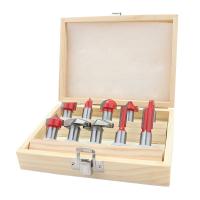 China 10 Piece Carbide Tipped Router 12mm Trimming End Mill 6 Flute Cnc Router Bits For Wood for sale