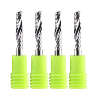 China Factory Sales High Quality 3.175/4/6/8mm Carbide Single O Flute Spiral End Mill up Cut Cnc Bit for Wood PVC Acrylic Aluminum for sale