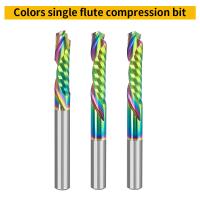 China Solid Carbide  Colorful Dlc Coating up Down Cut Wood Milling Cutter Single Edge  Composition Cnc Router Bits for sale