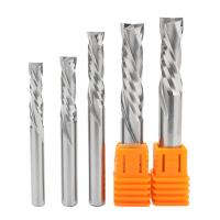 China Hot Sale Two Flute Spiral up and Down Compression End Mill for Wood 1/4 Carbide Cutter Endmill 2f 3/8 Router Compression Bit for sale