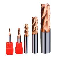 China YINGBA  Manufacturer Blue Nano DLC Color Coating 4 Flutes Cutting Tool  Hrc65 Carbide Flat End Mill Tools for Stainless Steel for sale