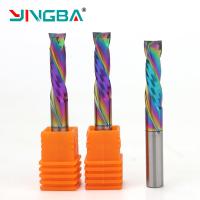 China Nano Coating Cutting Bit Solid Carbide 2 Flute  End Mill Downcut Spiral Bits 60HRC for sale