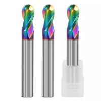 China YingBa 4MM 6MM 8MM 2F Carbide Colorful Coating Ball Nose End Mill for Aluminum for sale