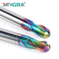 China YingBa 4MM 6MM 8MM 2F Carbide Colorful Coating Ball Nose End Mill for Aluminum for sale