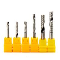 China YB Hot Sales Tngsten Steel Alloy CNC Cutter Bit Single Flute Spiral End Mill Wood Milling Cutter CNC Bit for Aluminium Acrylic for sale
