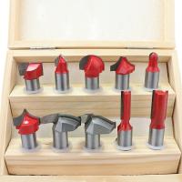 China 10 Piece Carbide Tipped Router 12mm Trimming End Mill 6 Flute Cnc Router Bits For Wood for sale