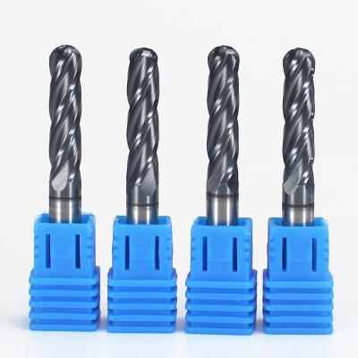 China 4F Ball Nose End Milling Cutter Diamond CNC Router Bit Tungsten Steel Milling Cutters Coating Options Altin Tin ODM for sale