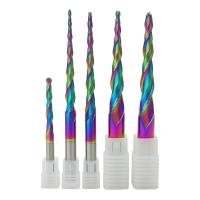 China Customizable Carving Drill Bits 2 Flutes HRC55 Ball Nose DLC  Taper Milling Cutter for sale