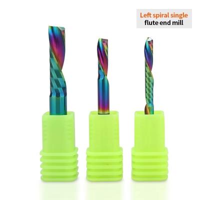 China Yingba Hot Selling DLC Left Spiral Single Flute Milling Cutter, Integral Solid Carbide CNC Woodworking Router Bit 6*22*50 For Acrylic PVC Electronic Craft Advertising Sign Making for sale