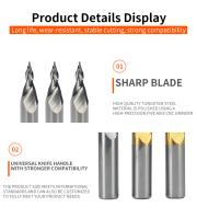 China YingBa Tungsten Carbide CNC Cutter Mini Character Carving Knife with 25° Helix Angle for Acrylic and Resin Engraving for sale