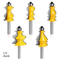 China YingBa 5pcs Set 1/4 Shank High-Yingness Alloy Milling Cutter for Multi-Layered Fancy Edge Lines CNC Router Bit for sale