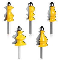 China YingBa 5pcs Set 1/4 Shank High-Yingness Alloy Milling Cutter for Multi-Layered Fancy Edge Lines CNC Router Bit for sale