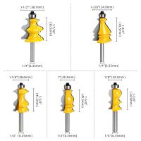 China YingBa 5pcs Set 1/4 Shank High-Yingness Alloy Milling Cutter for Multi-Layered Fancy Edge Lines CNC Router Bit for sale