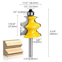 China YingBa 5pcs Set 1/4 Shank High-Yingness Alloy Milling Cutter for Multi-Layered Fancy Edge Lines CNC Router Bit for sale