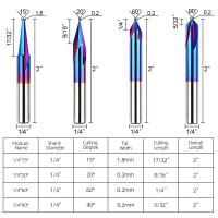China Factory Direct Nano Blue Coated Solid Ying Alloy V-Type Router Bit Set for High Precision Woodworking for sale
