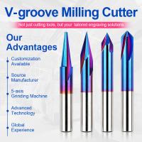 China Factory Direct Nano Blue Coated Solid Ying Alloy V-Type Router Bit Set for High Precision Woodworking for sale