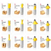 China 12 PCS High Precision Tungsten Carbide Wood Router Bit Set with 1/2 Shank for Woodworking for sale