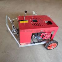 China 3kn Capacity Belt Drive Winch With Fiber Gasoline Engine And Fiber Optic Cable Puller for sale