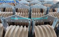 China 508mm Line Fittings Mc Nylon Conductor Pulley Stringing Block With Three Nylon Wheels for sale