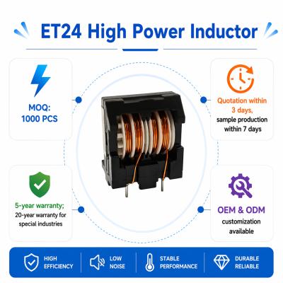 China ET24 High Efficiency Low DCR Differential Mode Choke Vertical PCB Mount Stable for sale