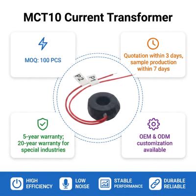 China Compact MCT10 Mini Current Transformer High Accuracy Wire Lead Sensor For Power Meter for sale