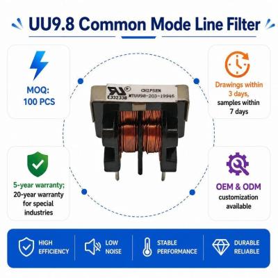 China UU9.8 Common Mode Power Line Choke Inductor Vertical Through Hole EMI Filter for sale