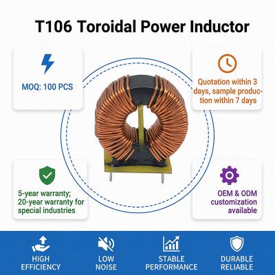 China Stable High Current T106 Common Mode Inductor Efficient Vertical EMI Filter for sale