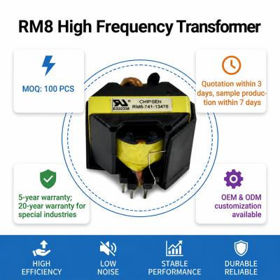 China RM8 Low Loss High Frequency Pulse Transformer High Voltage Isolation Custom for sale
