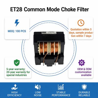 China High Current Compact ET28 CM Choke Low Loss Stable For EMI Filters for sale