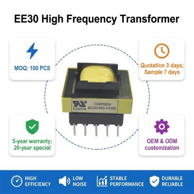 China EE30 Pure Copper High Frequency Transformer Vertical 10 Pin PCB Mount Stable for sale