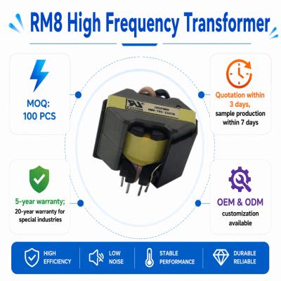 China High-Voltage Step-Up Trigger RM8 Pulse Transformer Coil for Electronic Equipment for sale