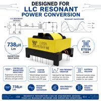 China 738µH ETD34 LLC Resonant Transformer with 97.5% Efficiency for High Frequency Power Conversion for sale