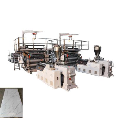 China PVC Marble Sheet Extrusion Machine 500-600 kg/h Output with 380V Siemens PLC Control System for sale